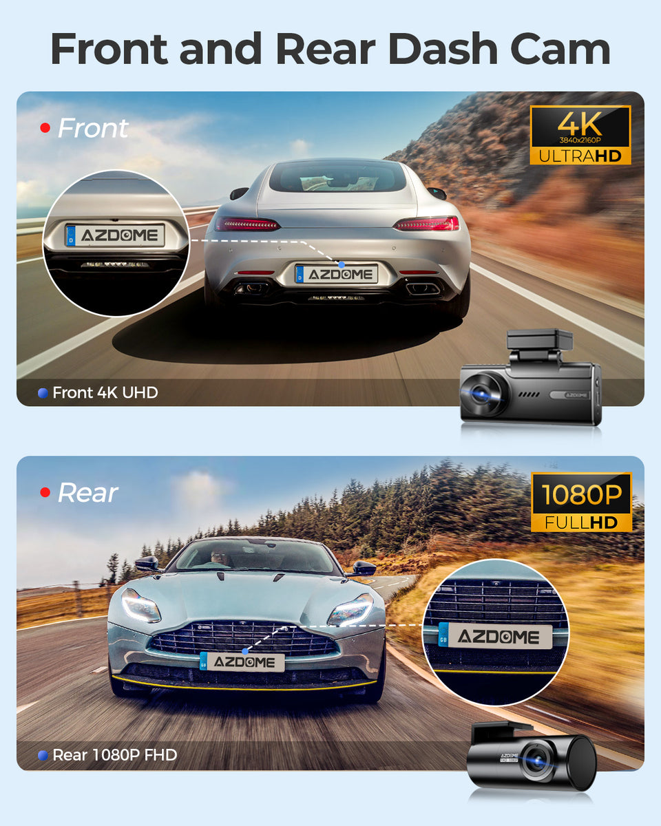 AZDOME M580 2CH Dash Cam 5K with 4" Touch Screen IR Night Vision 24H P ...