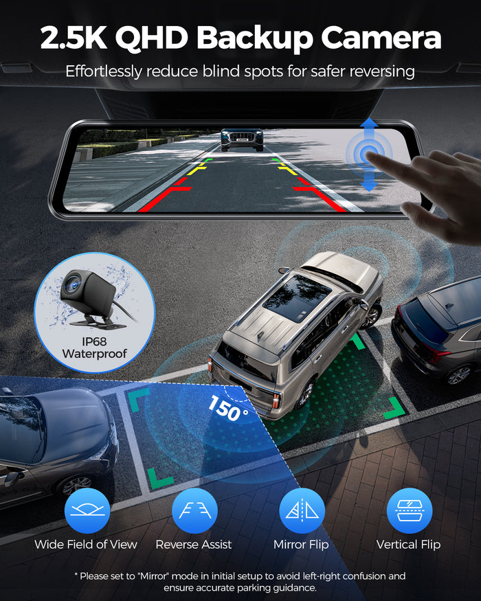 AZDOME PG17 Max 4K+2.5K , 12" Rear View Mirror Dash Cam with ADAS, BSD ...