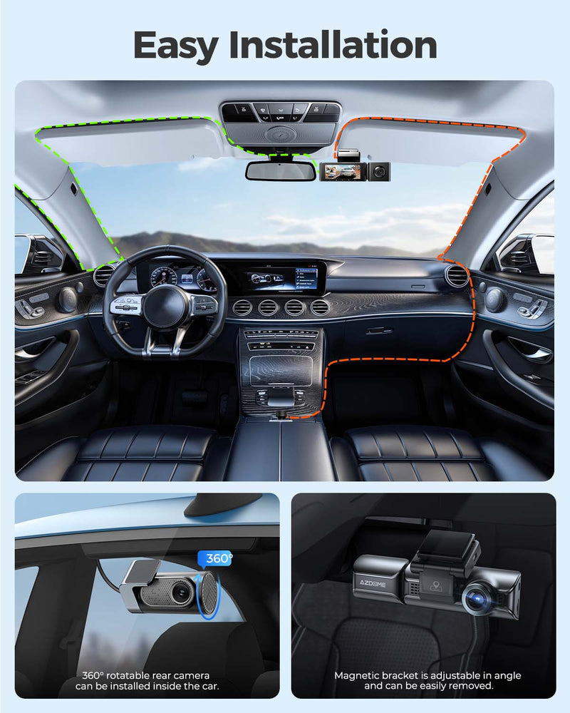 AZDOME M550 Pro 3CH Dash Cam 4K with 3.19" Screen IR Night Vision 24H ...