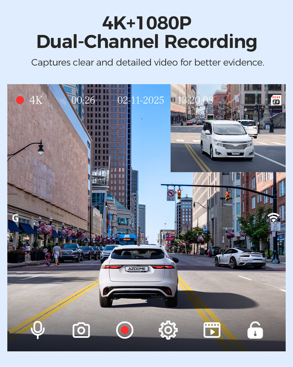 AZDOME M01 Max 4K Dash Cam: Front & Rear Dash Cam with Wi-Fi Gensor ...