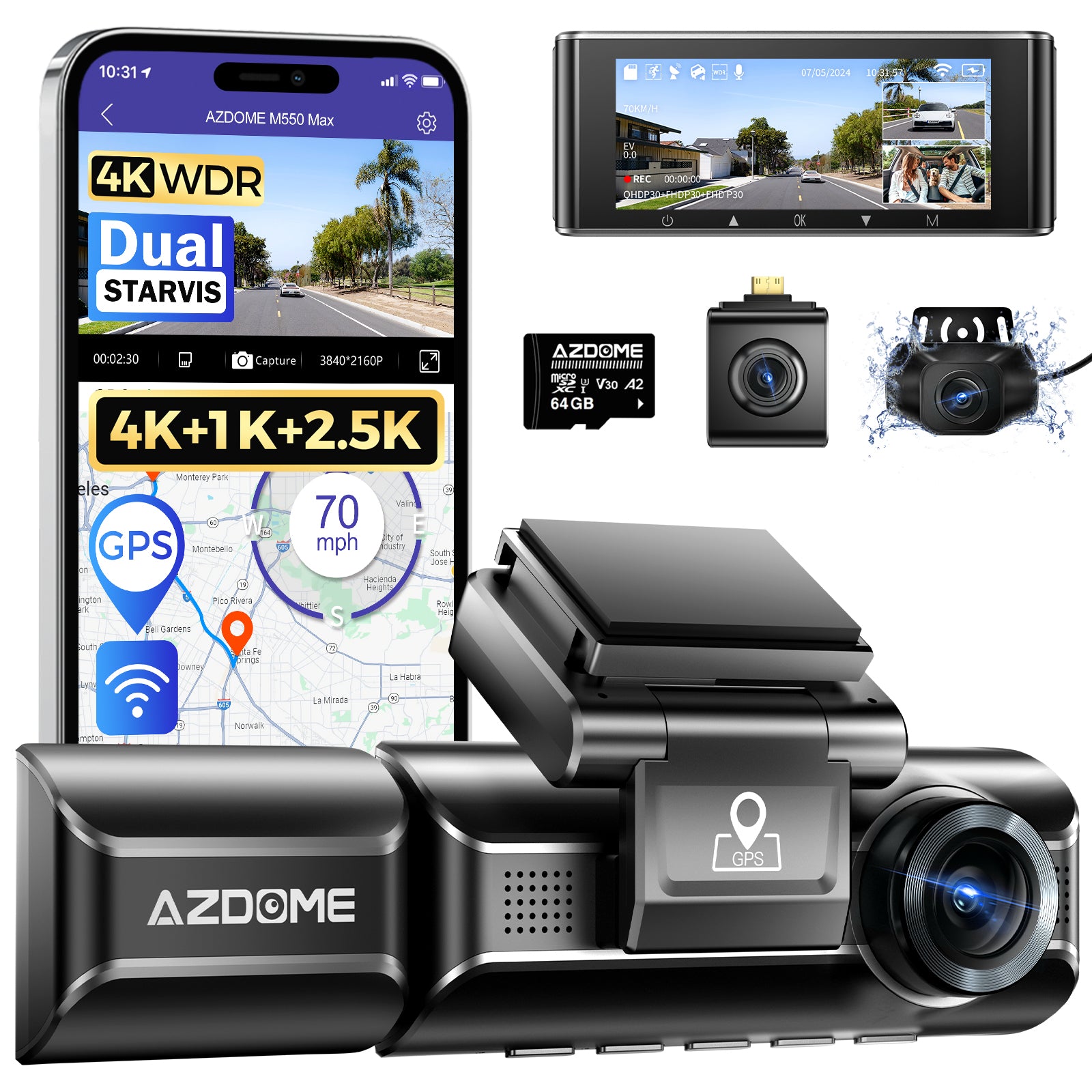 AZDOME M550 Max 3CH 4K Dash Cam with WiFi | USA Best Prices & Deals